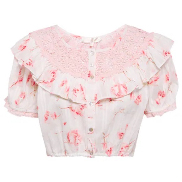 LoveShackFancy | Tops | New Loveshackfancy Elaina Crop Top In Cherry ...